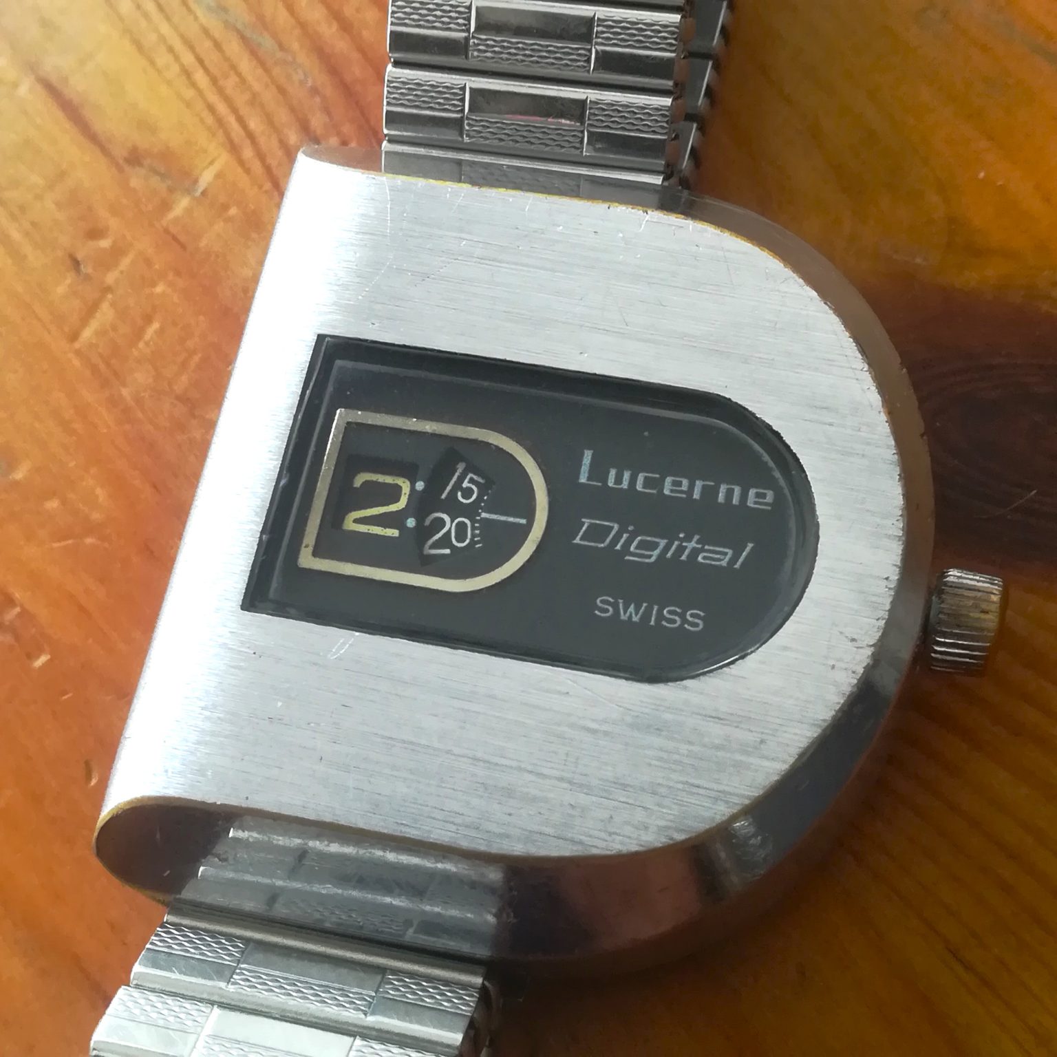 LUCERNE jump hour vintage watch, asymmetrical, D shape, 1970s, working ...